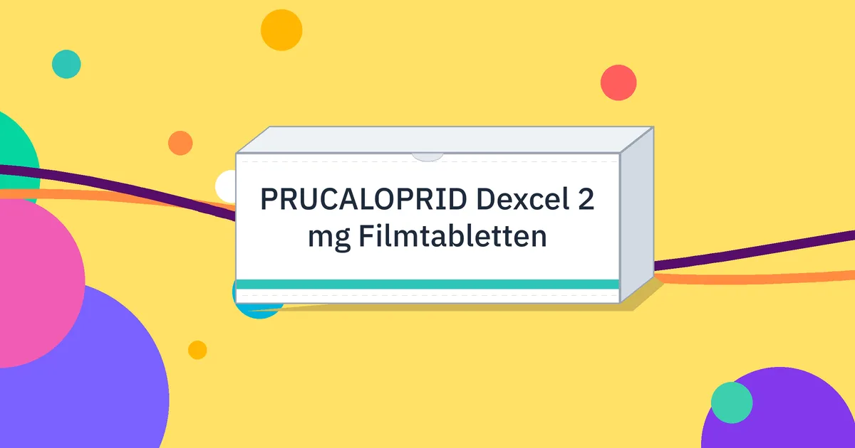 Symbolbild: Packung mit der Aufschrift PRUCALOPRID Dexcel 2 mg Filmtabletten (PZN 16806231) – Verfügbarkeit und Bezug in Apotheken in Frankfurt am Main