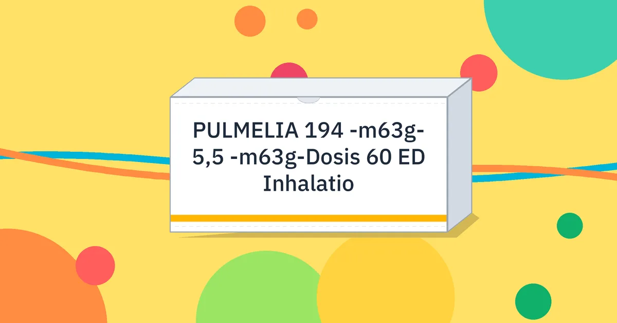 Symbolbild: Packung mit der Aufschrift PULMELIA 194 -m63g-5,5 -m63g-Dosis 60 ED Inhalatio (PZN 11532591) – Verfügbarkeit und Bezug in Apotheken in Frankfurt am Main