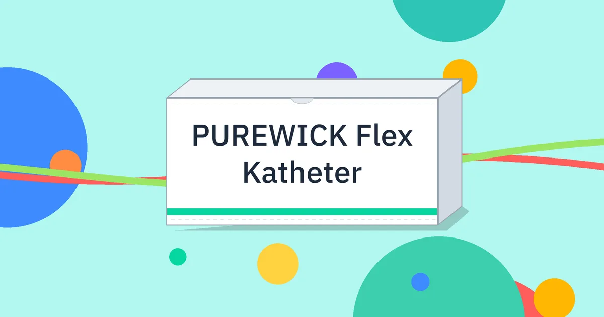 Symbolbild: Packung mit der Aufschrift PUREWICK Flex Katheter (PZN 20594846) – Verfügbarkeit und Bezug in Apotheken in Frankfurt am Main