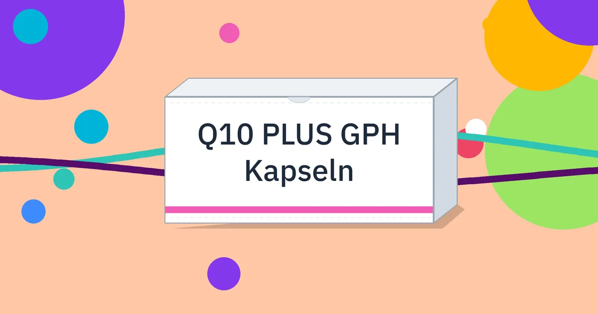 Symbolbild: Packung mit der Aufschrift Q10 PLUS GPH Kapseln (PZN 15614038) – Verfügbarkeit und Bezug in Apotheken in Frankfurt am Main