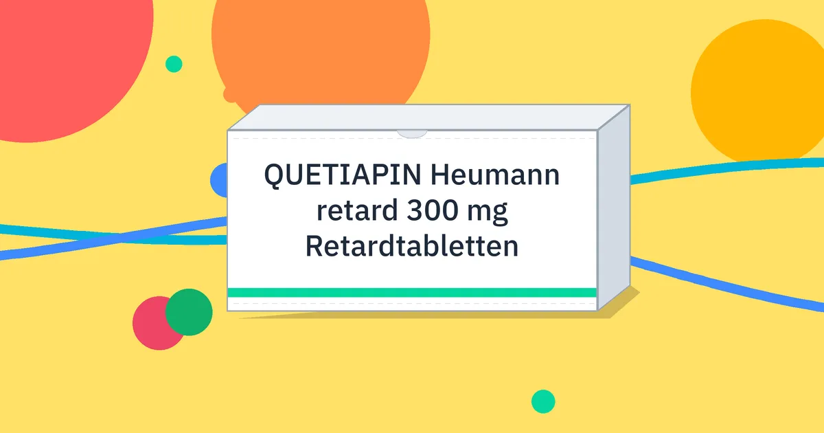 Symbolbild: Packung mit der Aufschrift QUETIAPIN Heumann retard 300 mg Retardtabletten (PZN 09237844) – Verfügbarkeit und Bezug in Apotheken in Frankfurt am Main