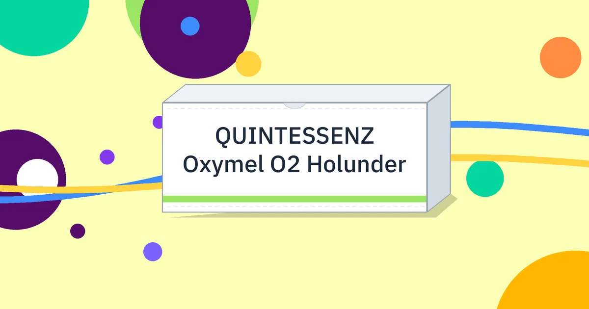 Symbolbild: Packung mit der Aufschrift QUINTESSENZ Oxymel O2 Holunder (PZN 18298477) – Verfügbarkeit und Bezug in Apotheken in Frankfurt am Main