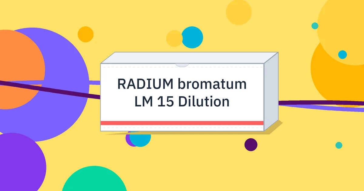 Symbolbild: Packung mit der Aufschrift RADIUM bromatum LM 15 Dilution (PZN 13045932) – Verfügbarkeit und Bezug in Apotheken in Frankfurt am Main