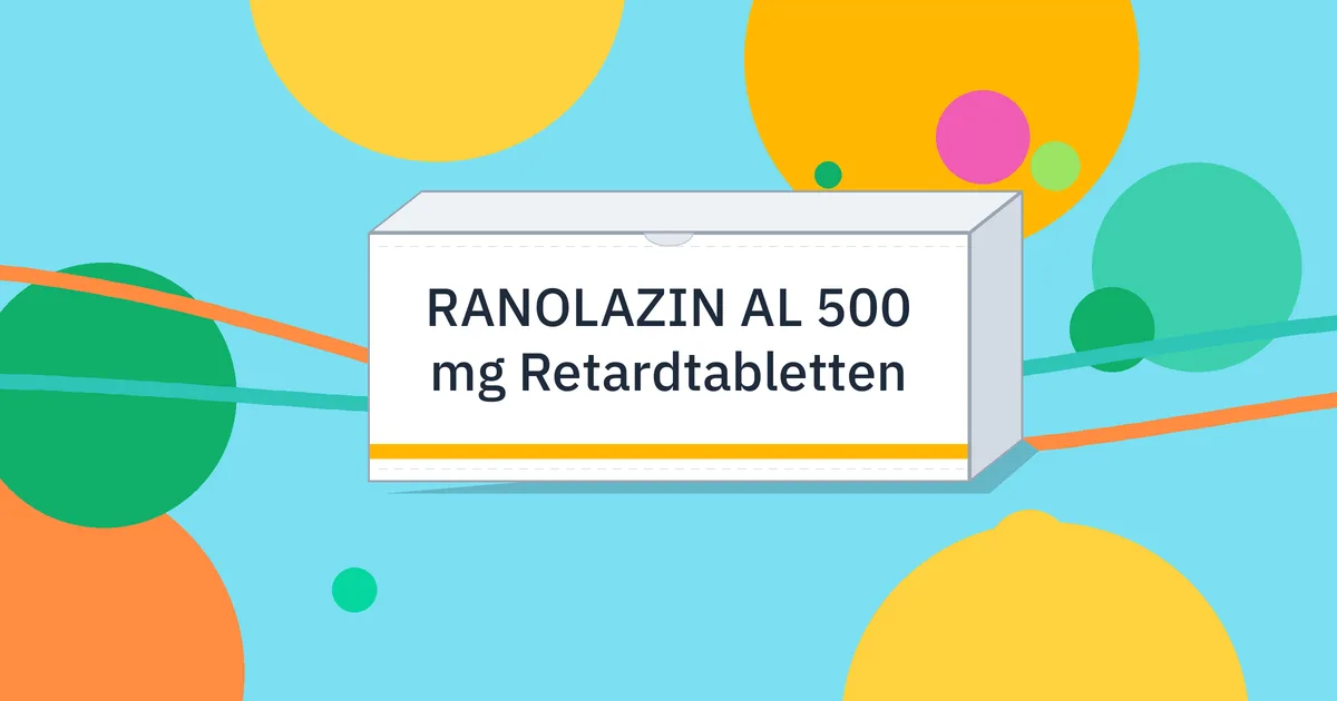 Symbolbild: Packung mit der Aufschrift RANOLAZIN AL 500 mg Retardtabletten (PZN 20019065) – Verfügbarkeit und Bezug in Apotheken in Frankfurt am Main