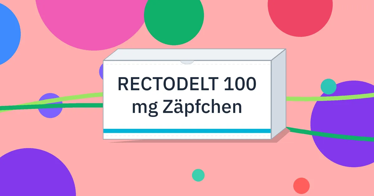 Symbolbild: Packung mit der Aufschrift RECTODELT 100 mg Zäpfchen (PZN 16769978) – Verfügbarkeit und Bezug in Apotheken in Frankfurt am Main