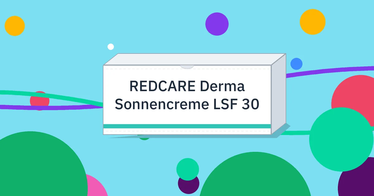 Symbolbild: Packung mit der Aufschrift REDCARE Derma Sonnencreme LSF 30 (PZN 18839714) – Verfügbarkeit und Bezug in Apotheken in Frankfurt am Main