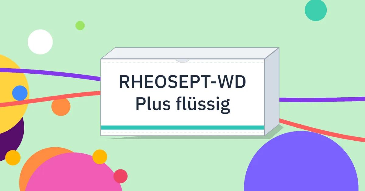 Symbolbild: Packung mit der Aufschrift RHEOSEPT-WD Plus flüssig (PZN 04799773) – Verfügbarkeit und Bezug in Apotheken in Frankfurt am Main