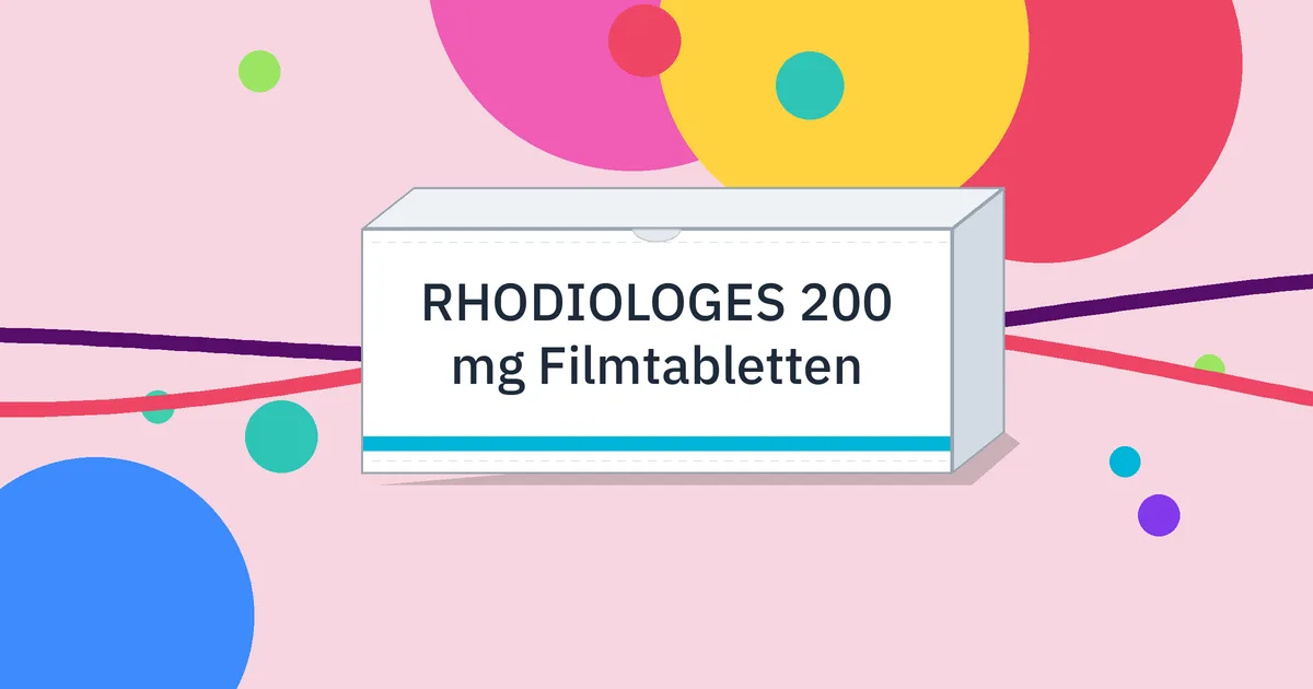 Symbolbild: Packung mit der Aufschrift RHODIOLOGES 200 mg Filmtabletten (PZN 14006259) – Verfügbarkeit und Bezug in Apotheken in Frankfurt am Main