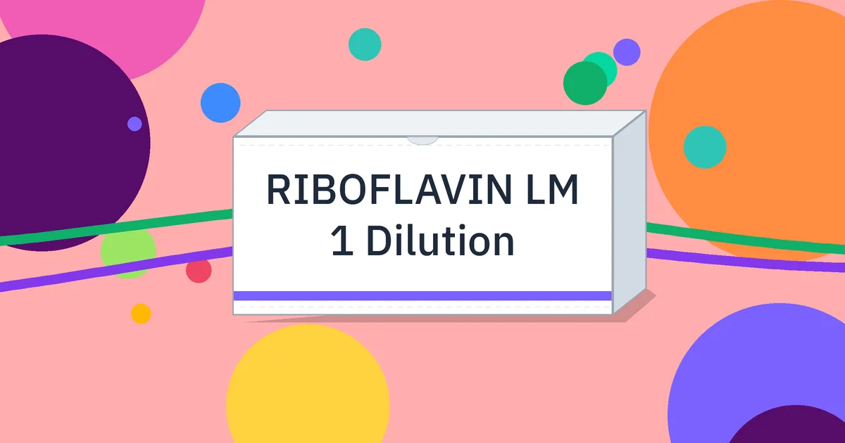 Symbolbild: Packung mit der Aufschrift RIBOFLAVIN LM 1 Dilution (PZN 13054285) – Verfügbarkeit und Bezug in Apotheken in Frankfurt am Main