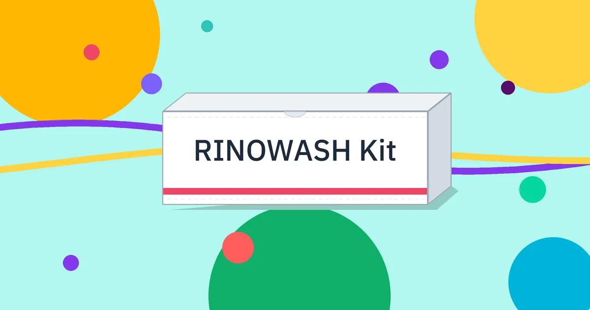 Symbolbild: Packung mit der Aufschrift RINOWASH Kit (PZN 00672886) – Verfügbarkeit und Bezug in Apotheken in Frankfurt am Main