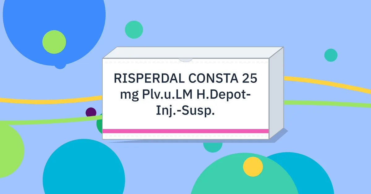 Symbolbild: Packung mit der Aufschrift RISPERDAL CONSTA 25 mg Plv.u.LM H.Depot-Inj.-Susp. (PZN 18336663) – Verfügbarkeit und Bezug in Apotheken in Frankfurt am Main