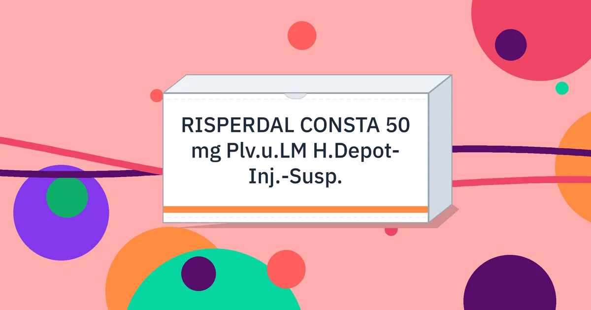 Symbolbild: Packung mit der Aufschrift RISPERDAL CONSTA 50 mg Plv.u.LM H.Depot-Inj.-Susp. (PZN 06877661) – Verfügbarkeit und Bezug in Apotheken in Frankfurt am Main