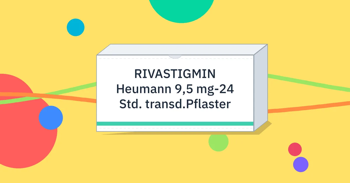 Symbolbild: Packung mit der Aufschrift RIVASTIGMIN Heumann 9,5 mg-24 Std. transd.Pflaster (PZN 09708485) – Verfügbarkeit und Bezug in Apotheken in Frankfurt am Main