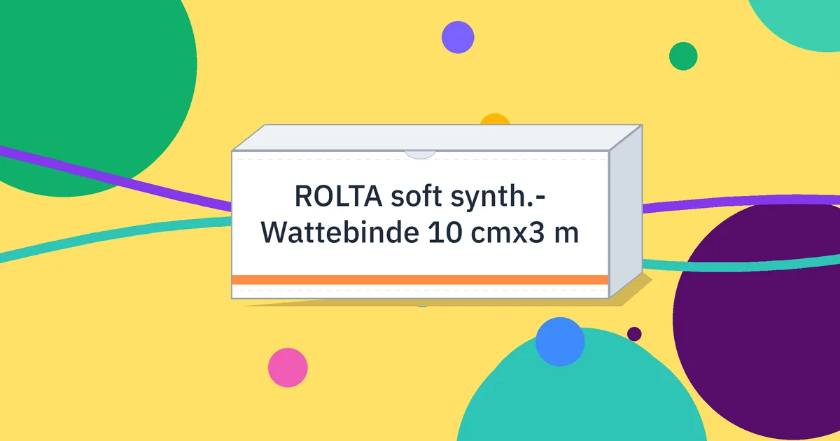 Symbolbild: Packung mit der Aufschrift ROLTA soft synth.-Wattebinde 10 cmx3 m (PZN 11313914) – Verfügbarkeit und Bezug in Apotheken in Frankfurt am Main
