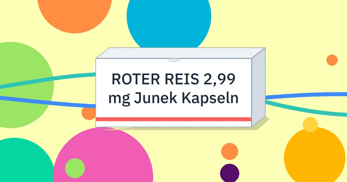 Symbolbild: Packung mit der Aufschrift ROTER REIS 2,99 mg Junek Kapseln (PZN 18206297) – Verfügbarkeit und Bezug in Apotheken in Frankfurt am Main