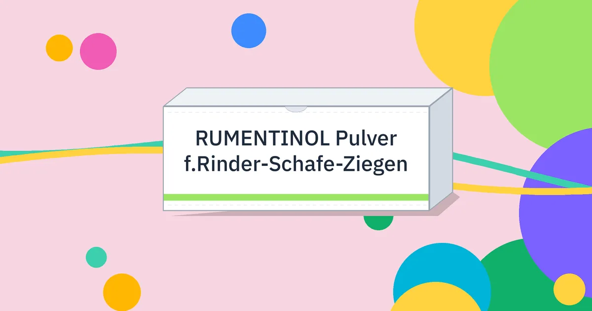 Symbolbild: Packung mit der Aufschrift RUMENTINOL Pulver f.Rinder-Schafe-Ziegen (PZN 17835424) – Verfügbarkeit und Bezug in Apotheken in Frankfurt am Main