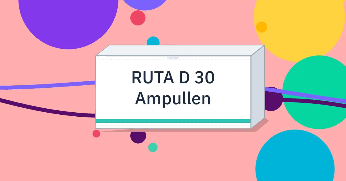Symbolbild: Packung mit der Aufschrift RUTA D 30 Ampullen (PZN 11707984) – Verfügbarkeit und Bezug in Apotheken in Frankfurt am Main
