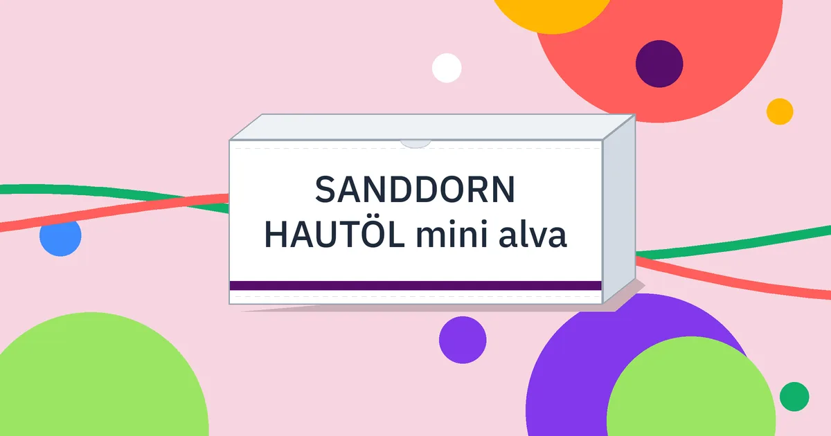 Symbolbild: Packung mit der Aufschrift SANDDORN HAUTÖL mini alva (PZN 09429319) – Verfügbarkeit und Bezug in Apotheken in Frankfurt am Main