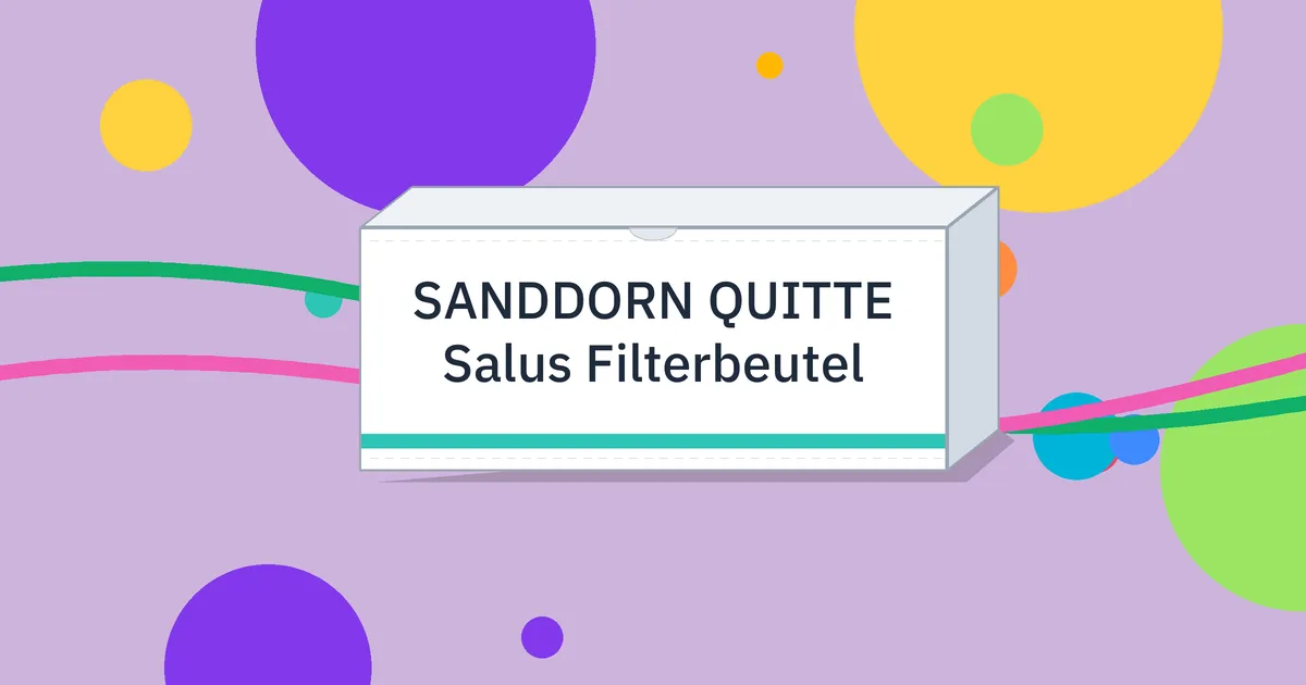 Symbolbild: Packung mit der Aufschrift SANDDORN QUITTE Salus Filterbeutel (PZN 06834172) – Verfügbarkeit und Bezug in Apotheken in Frankfurt am Main