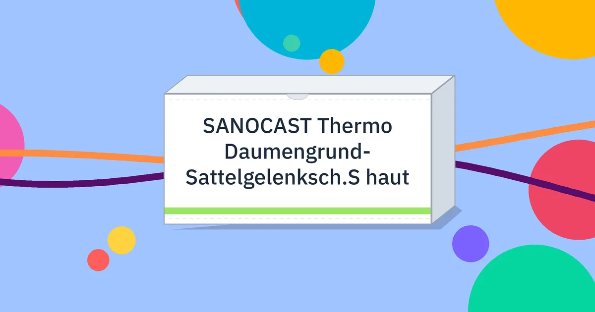 Symbolbild: Packung mit der Aufschrift SANOCAST Thermo Daumengrund-Sattelgelenksch.S haut (PZN 15259838) – Verfügbarkeit und Bezug in Apotheken in Frankfurt am Main