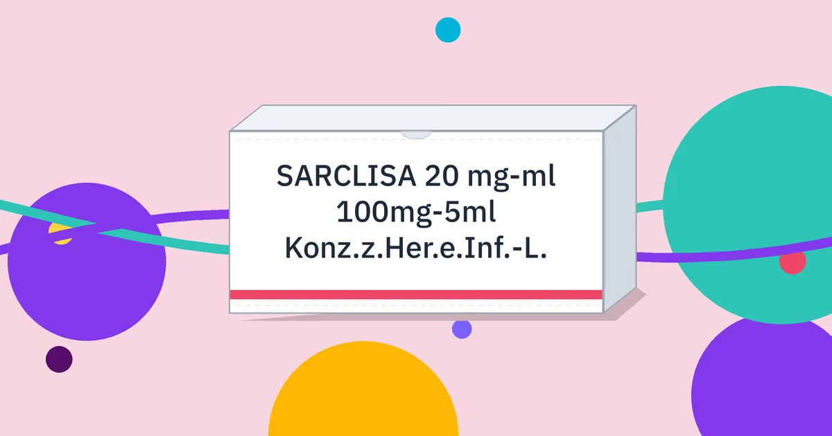 Symbolbild: Packung mit der Aufschrift SARCLISA 20 mg-ml 100mg-5ml Konz.z.Her.e.Inf.-L. (PZN 16007174) – Verfügbarkeit und Bezug in Apotheken in Frankfurt am Main