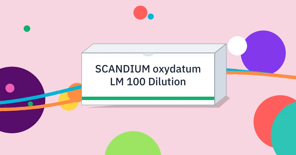 Symbolbild: Packung mit der Aufschrift SCANDIUM oxydatum LM 100 Dilution (PZN 13183841) – Verfügbarkeit und Bezug in Apotheken in Frankfurt am Main