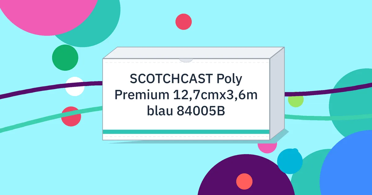 Symbolbild: Packung mit der Aufschrift SCOTCHCAST Poly Premium 12,7cmx3,6m blau 84005B (PZN 10082772) – Verfügbarkeit und Bezug in Apotheken in Frankfurt am Main