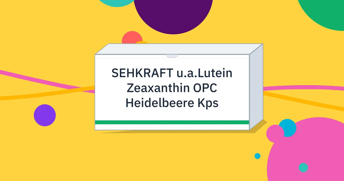 Symbolbild: Packung mit der Aufschrift SEHKRAFT u.a.Lutein Zeaxanthin OPC Heidelbeere Kps (PZN 16582978) – Verfügbarkeit und Bezug in Apotheken in Frankfurt am Main