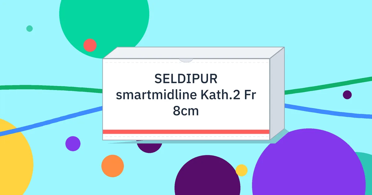 Symbolbild: Packung mit der Aufschrift SELDIPUR smartmidline Kath.2 Fr 8cm (PZN 15263426) – Verfügbarkeit und Bezug in Apotheken in Frankfurt am Main