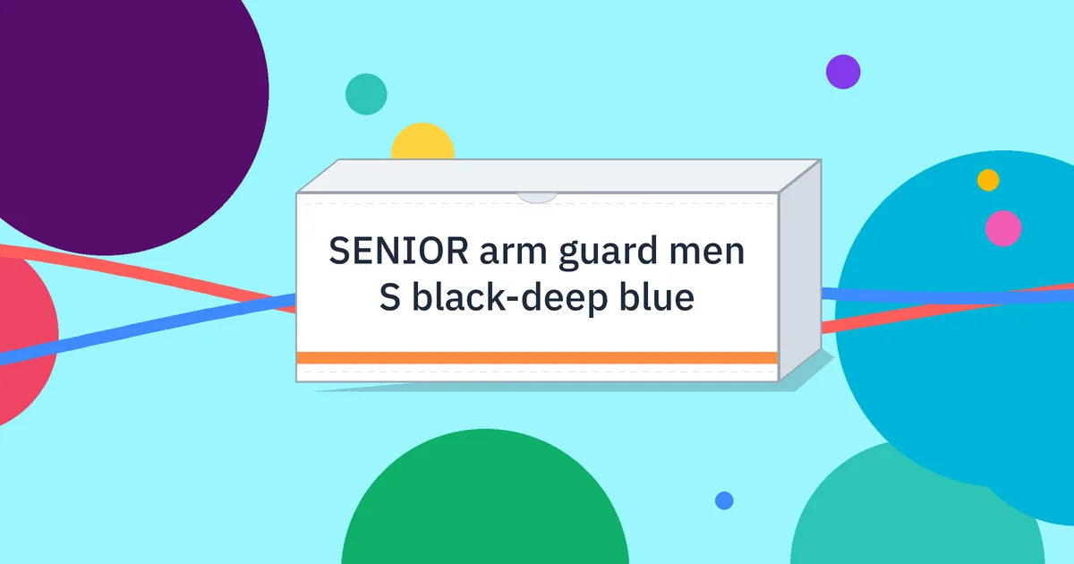 Symbolbild: Packung mit der Aufschrift SENIOR arm guard men S black-deep blue (PZN 13513327) – Verfügbarkeit und Bezug in Apotheken in Frankfurt am Main