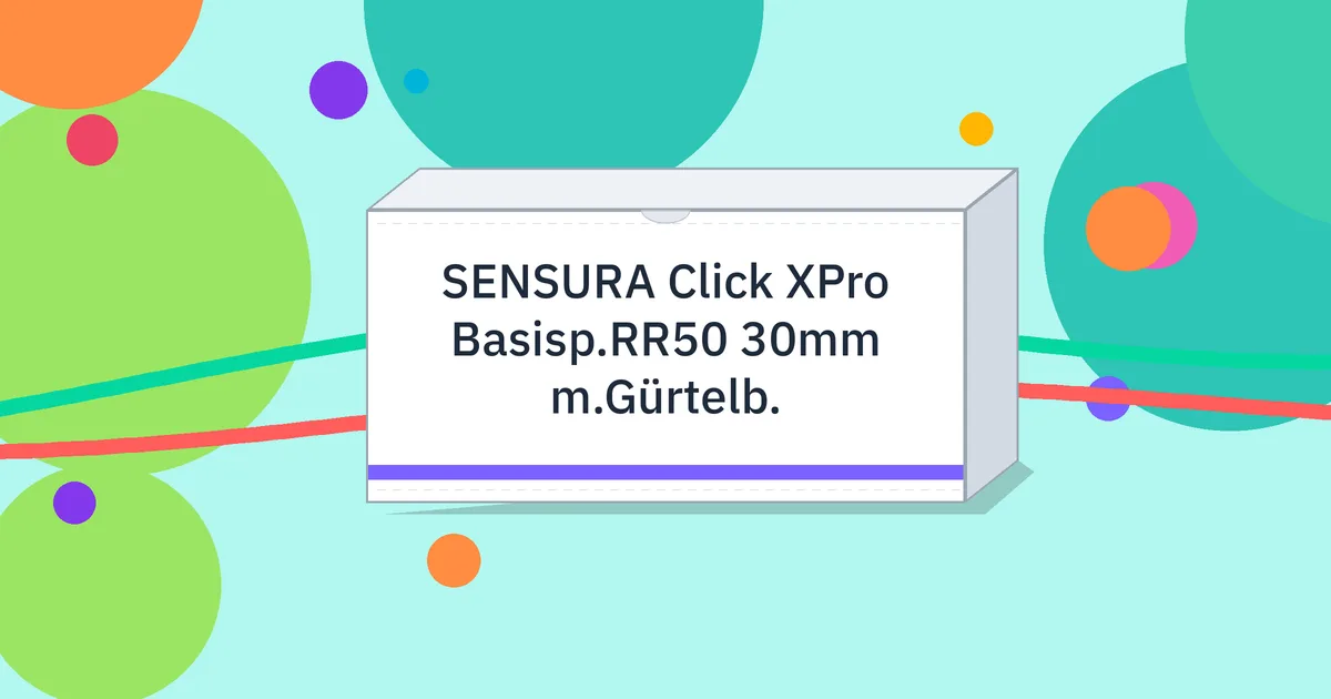 Symbolbild: Packung mit der Aufschrift SENSURA Click XPro Basisp.RR50 30mm m.Gürtelb. (PZN 07211220) – Verfügbarkeit und Bezug in Apotheken in Frankfurt am Main