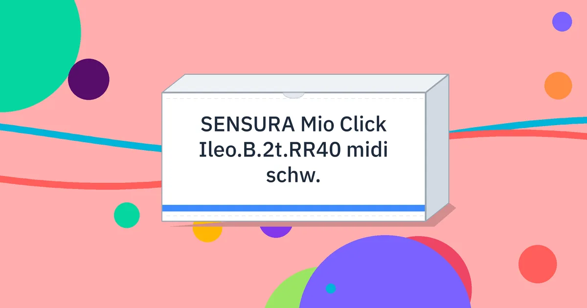 Symbolbild: Packung mit der Aufschrift SENSURA Mio Click Ileo.B.2t.RR40 midi schw. (PZN 20323573) – Verfügbarkeit und Bezug in Apotheken in Frankfurt am Main