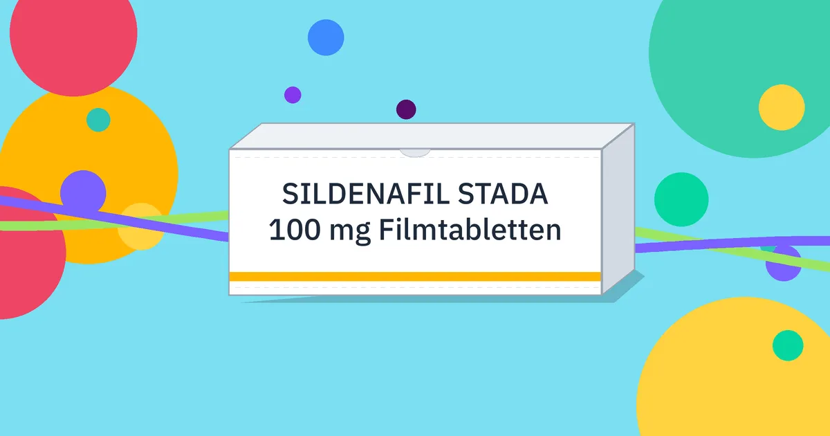Symbolbild: Packung mit der Aufschrift SILDENAFIL STADA 100 mg Filmtabletten (PZN 10142882) – Verfügbarkeit und Bezug in Apotheken in Frankfurt am Main