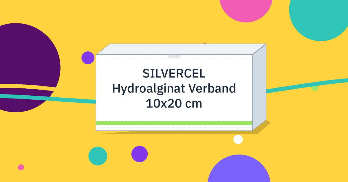 Symbolbild: Packung mit der Aufschrift SILVERCEL Hydroalginat Verband 10x20 cm (PZN 11277874) – Verfügbarkeit und Bezug in Apotheken in Frankfurt am Main