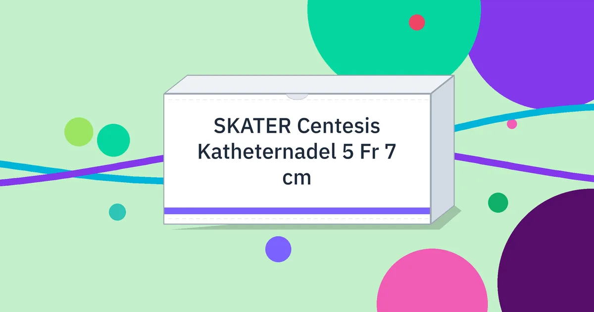 Symbolbild: Packung mit der Aufschrift SKATER Centesis Katheternadel 5 Fr 7 cm (PZN 06769492) – Verfügbarkeit und Bezug in Apotheken in Frankfurt am Main