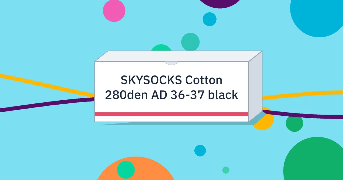 Symbolbild: Packung mit der Aufschrift SKYSOCKS Cotton 280den AD 36-37 black (PZN 18664083) – Verfügbarkeit und Bezug in Apotheken in Frankfurt am Main
