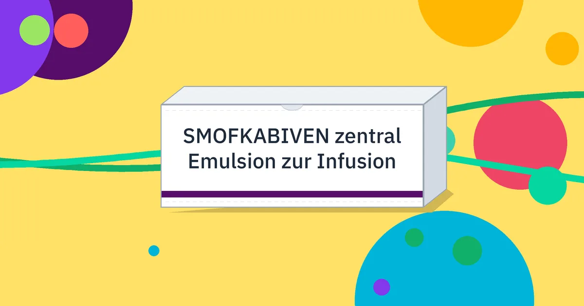 Symbolbild: Packung mit der Aufschrift SMOFKABIVEN zentral Emulsion zur Infusion (PZN 19166996) – Verfügbarkeit und Bezug in Apotheken in Frankfurt am Main