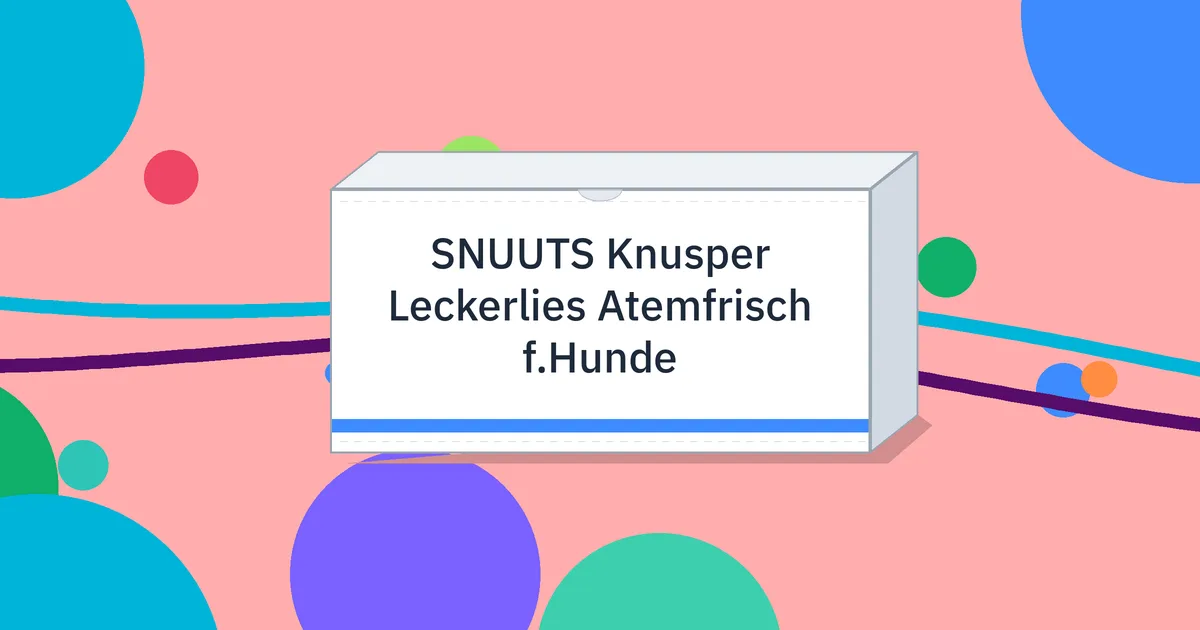 Symbolbild: Packung mit der Aufschrift SNUUTS Knusper Leckerlies Atemfrisch f.Hunde (PZN 19476107) – Verfügbarkeit und Bezug in Apotheken in Frankfurt am Main