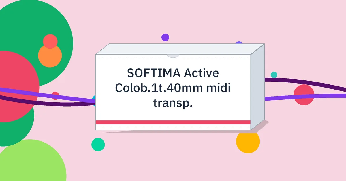 Symbolbild: Packung mit der Aufschrift SOFTIMA Active Colob.1t.40mm midi transp. (PZN 09061641) – Verfügbarkeit und Bezug in Apotheken in Frankfurt am Main