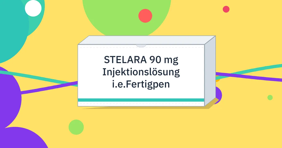 Symbolbild: Packung mit der Aufschrift STELARA 90 mg Injektionslösung i.e.Fertigpen (PZN 20347763) – Verfügbarkeit und Bezug in Apotheken in Frankfurt am Main