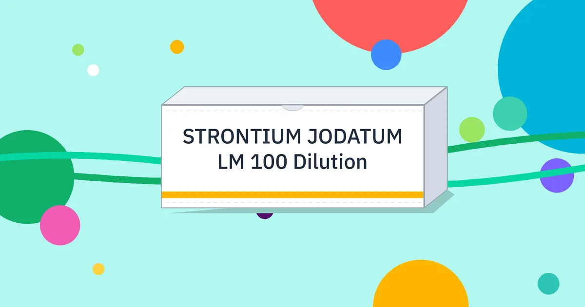 Symbolbild: Packung mit der Aufschrift STRONTIUM JODATUM LM 100 Dilution (PZN 13204224) – Verfügbarkeit und Bezug in Apotheken in Frankfurt am Main