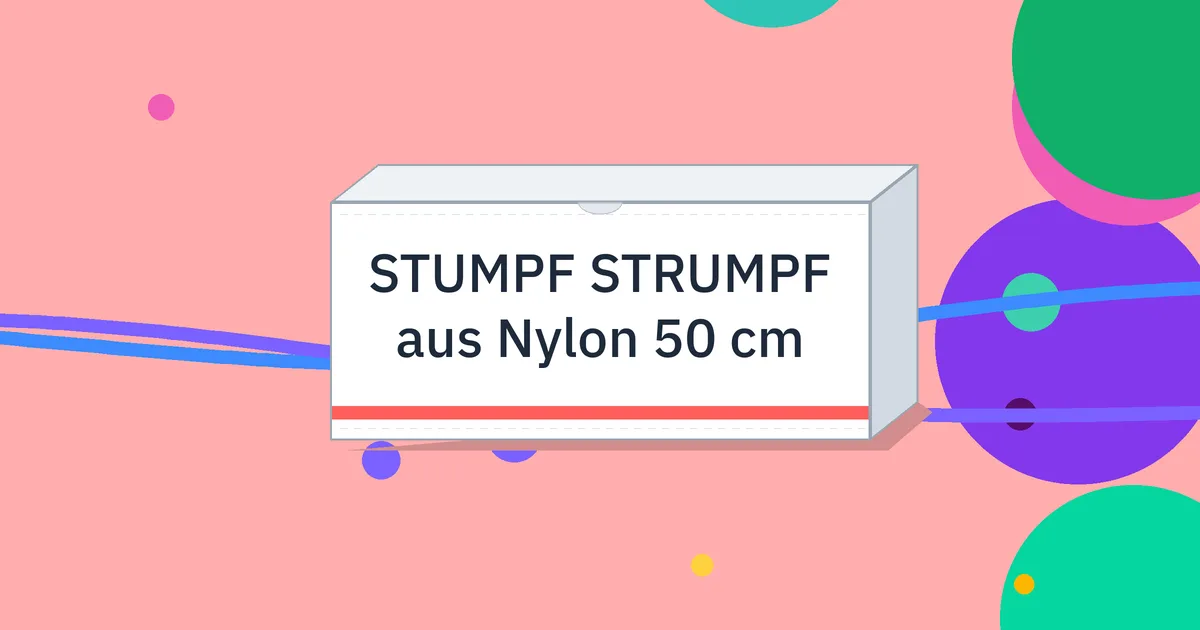 Symbolbild: Packung mit der Aufschrift STUMPF STRUMPF aus Nylon 50 cm (PZN 04865145) – Verfügbarkeit und Bezug in Apotheken in Frankfurt am Main