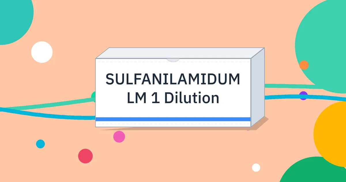 Symbolbild: Packung mit der Aufschrift SULFANILAMIDUM LM 1 Dilution (PZN 13208908) – Verfügbarkeit und Bezug in Apotheken in Frankfurt am Main