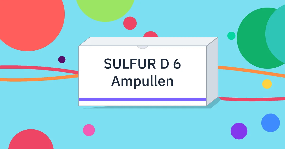 Symbolbild: Packung mit der Aufschrift SULFUR D 6 Ampullen (PZN 11708535) – Verfügbarkeit und Bezug in Apotheken in Frankfurt am Main