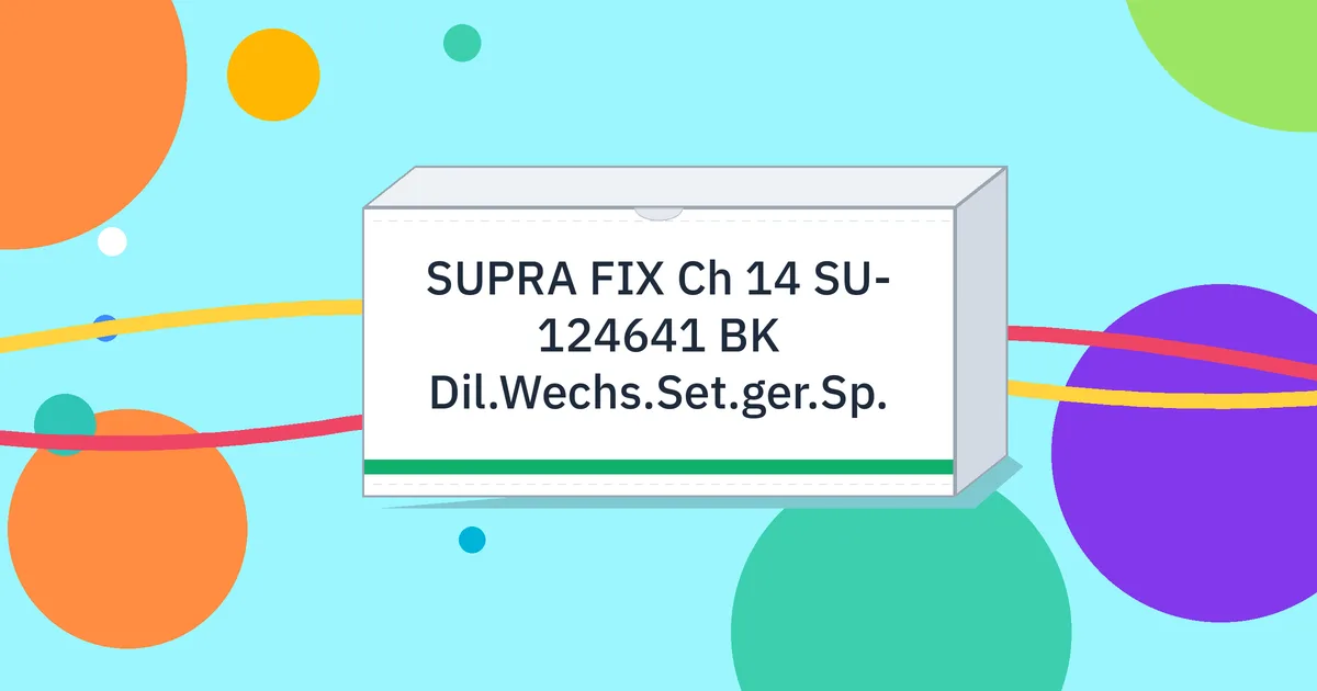 Symbolbild: Packung mit der Aufschrift SUPRA FIX Ch 14 SU-124641 BK Dil.Wechs.Set.ger.Sp. (PZN 00445268) – Verfügbarkeit und Bezug in Apotheken in Frankfurt am Main