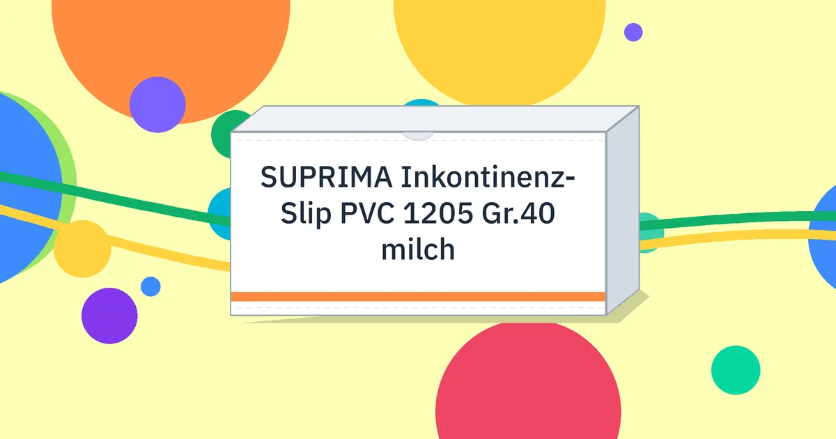 Symbolbild: Packung mit der Aufschrift SUPRIMA Inkontinenz-Slip PVC 1205 Gr.40 milch (PZN 03921396) – Verfügbarkeit und Bezug in Apotheken in Frankfurt am Main