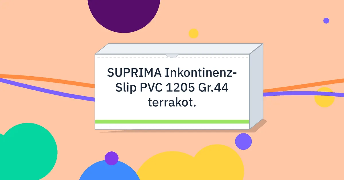 Symbolbild: Packung mit der Aufschrift SUPRIMA Inkontinenz-Slip PVC 1205 Gr.44 terrakot. (PZN 00413498) – Verfügbarkeit und Bezug in Apotheken in Frankfurt am Main