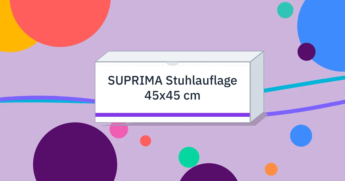 Symbolbild: Packung mit der Aufschrift SUPRIMA Stuhlauflage 45x45 cm (PZN 00285379) – Verfügbarkeit und Bezug in Apotheken in Frankfurt am Main