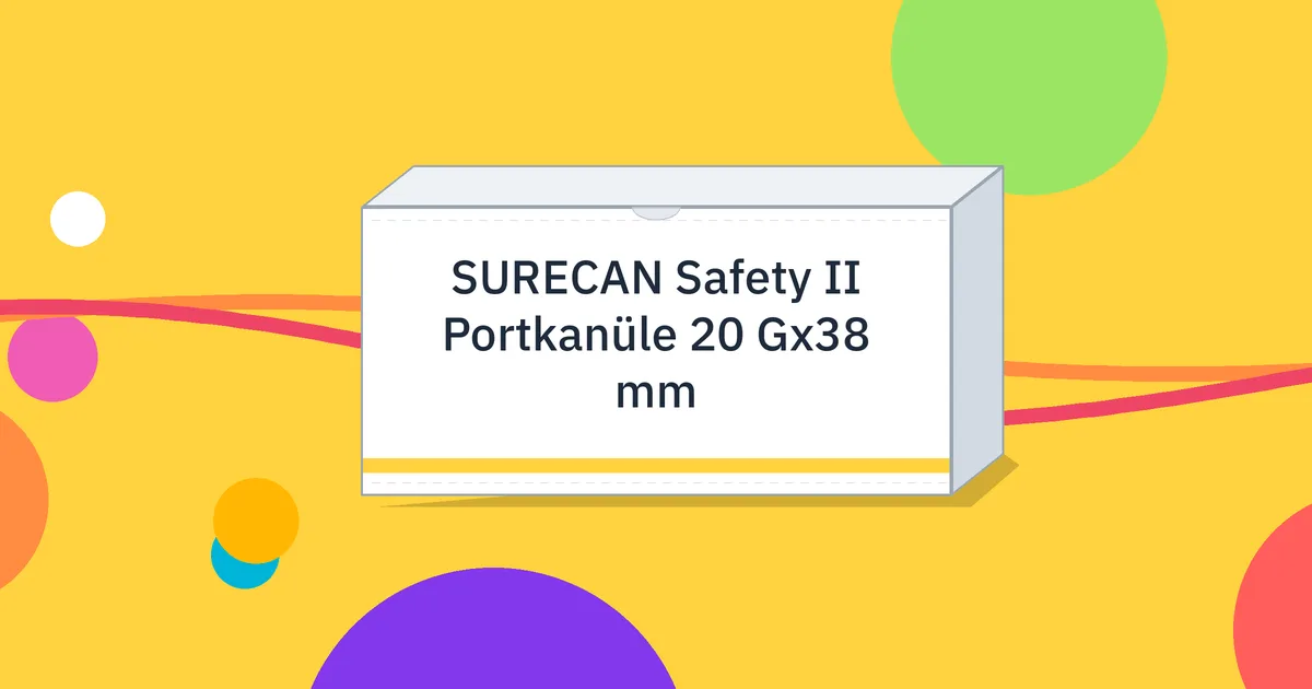Symbolbild: Packung mit der Aufschrift SURECAN Safety II Portkanüle 20 Gx38 mm (PZN 07799874) – Verfügbarkeit und Bezug in Apotheken in Frankfurt am Main