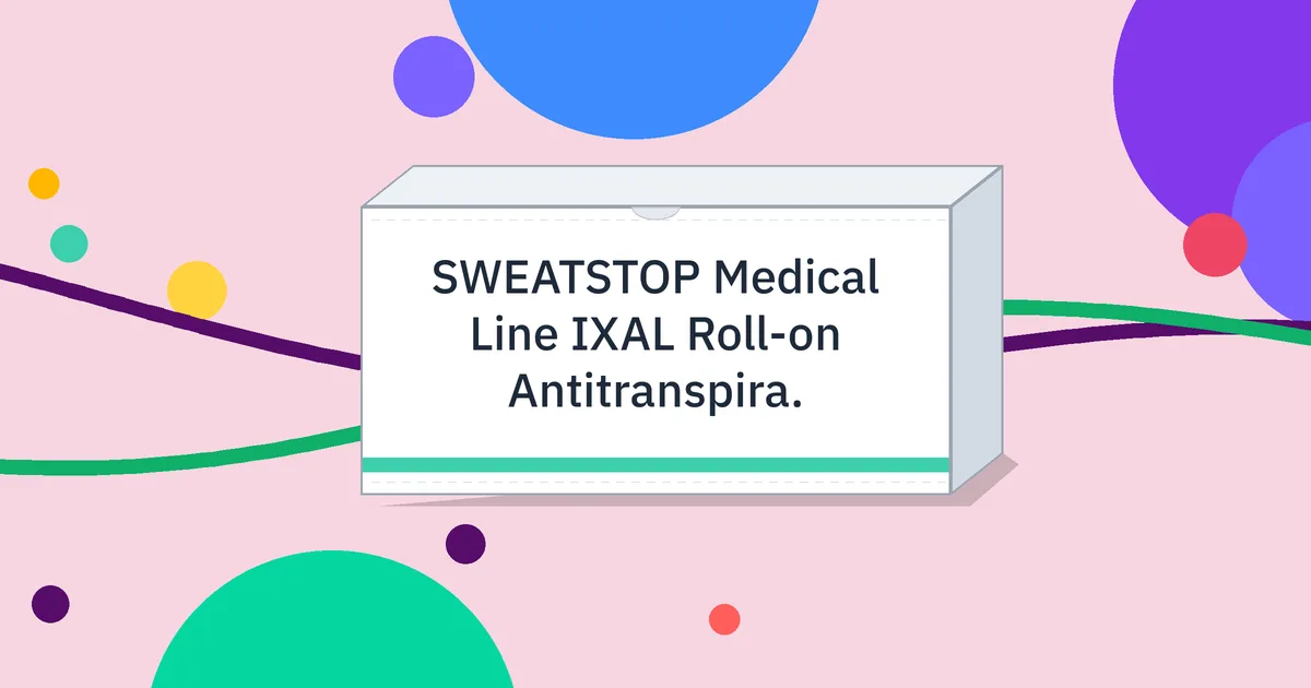 Symbolbild: Packung mit der Aufschrift SWEATSTOP Medical Line IXAL Roll-on Antitranspira. (PZN 13750317) – Verfügbarkeit und Bezug in Apotheken in Frankfurt am Main